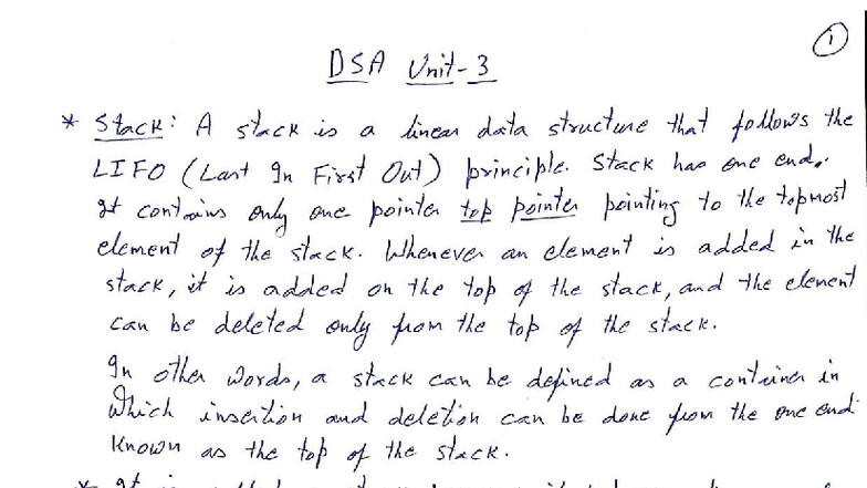DSA Unit 3: Understanding Stacks and Queues in Data Structures - Studocu