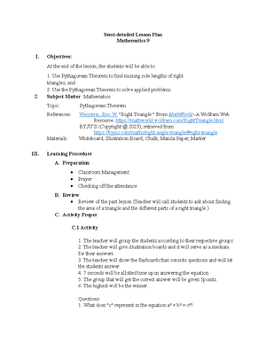M6 L1 Proving Two Triangles Are Congruent - Lesson Plan in Mathematics ...