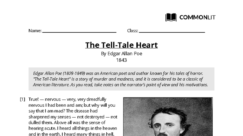 The Tell-Tale Heart (ENG 101) - Analysis and Discussion Notes - Studocu