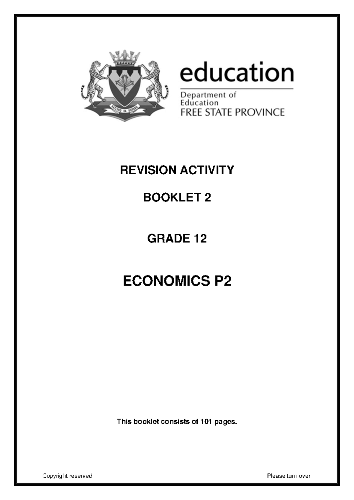 Economics Grade 12 Revision Pack P2 Activity Booklet 2 - Studocu