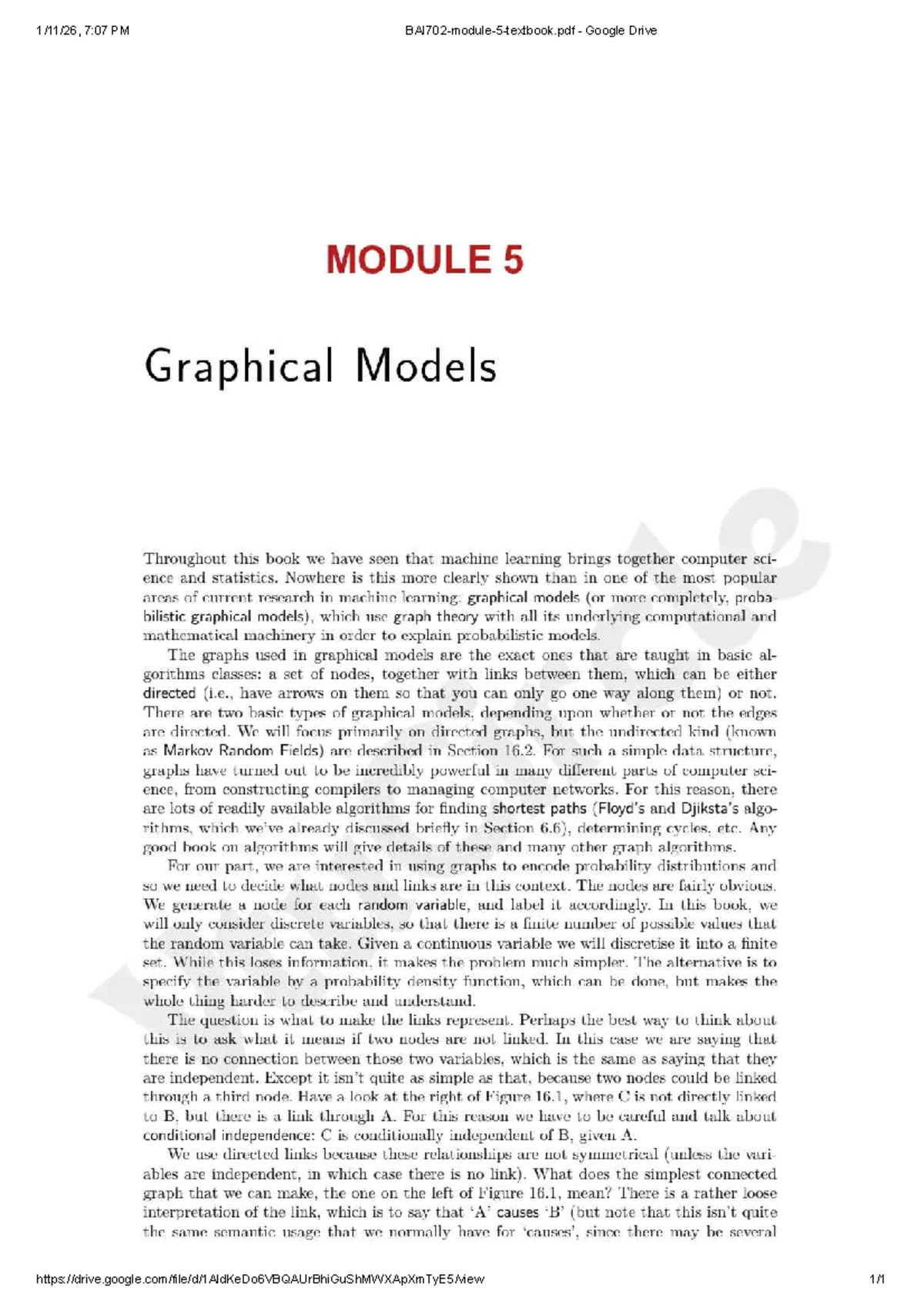 ML Module 5: Understanding Graphical Models in Machine Learning - Studocu