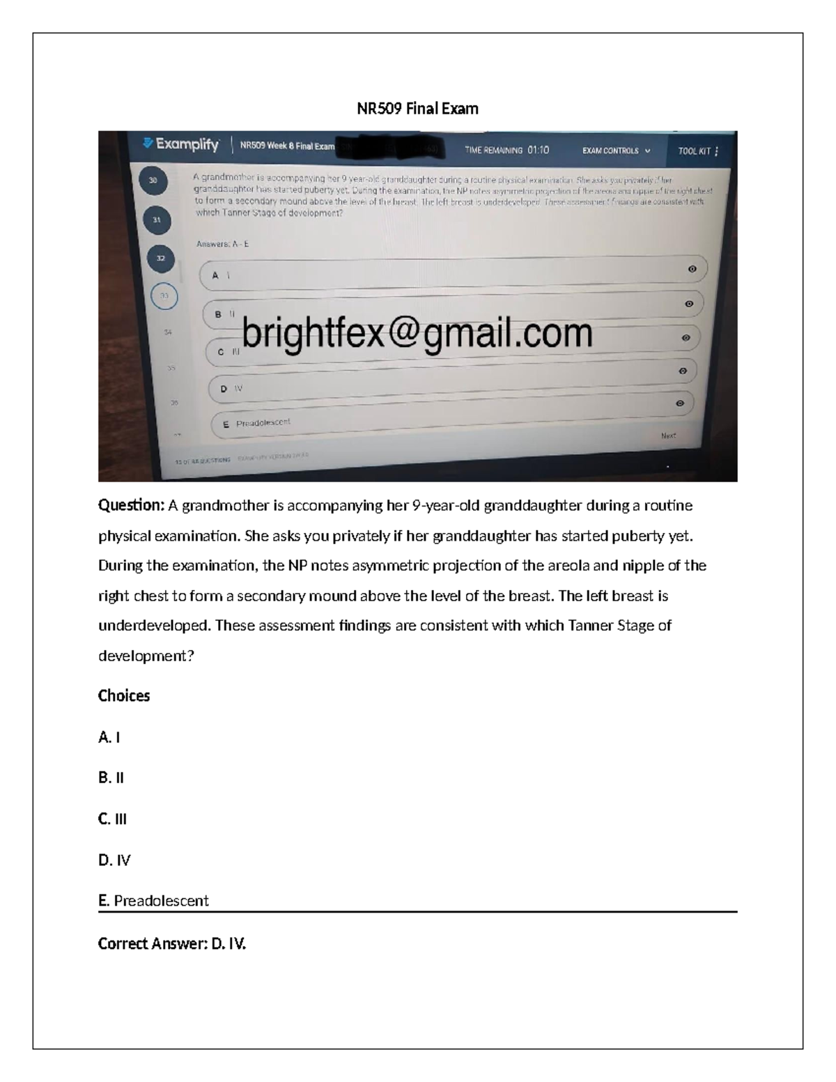 NR509 Final Exam Review: Tanner Stages & Primary Prevention - Studocu