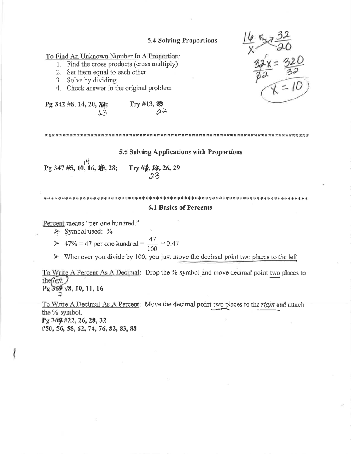Sections 5.4 and 5.5: Solving Proportions and Percent Basics - 5 ...