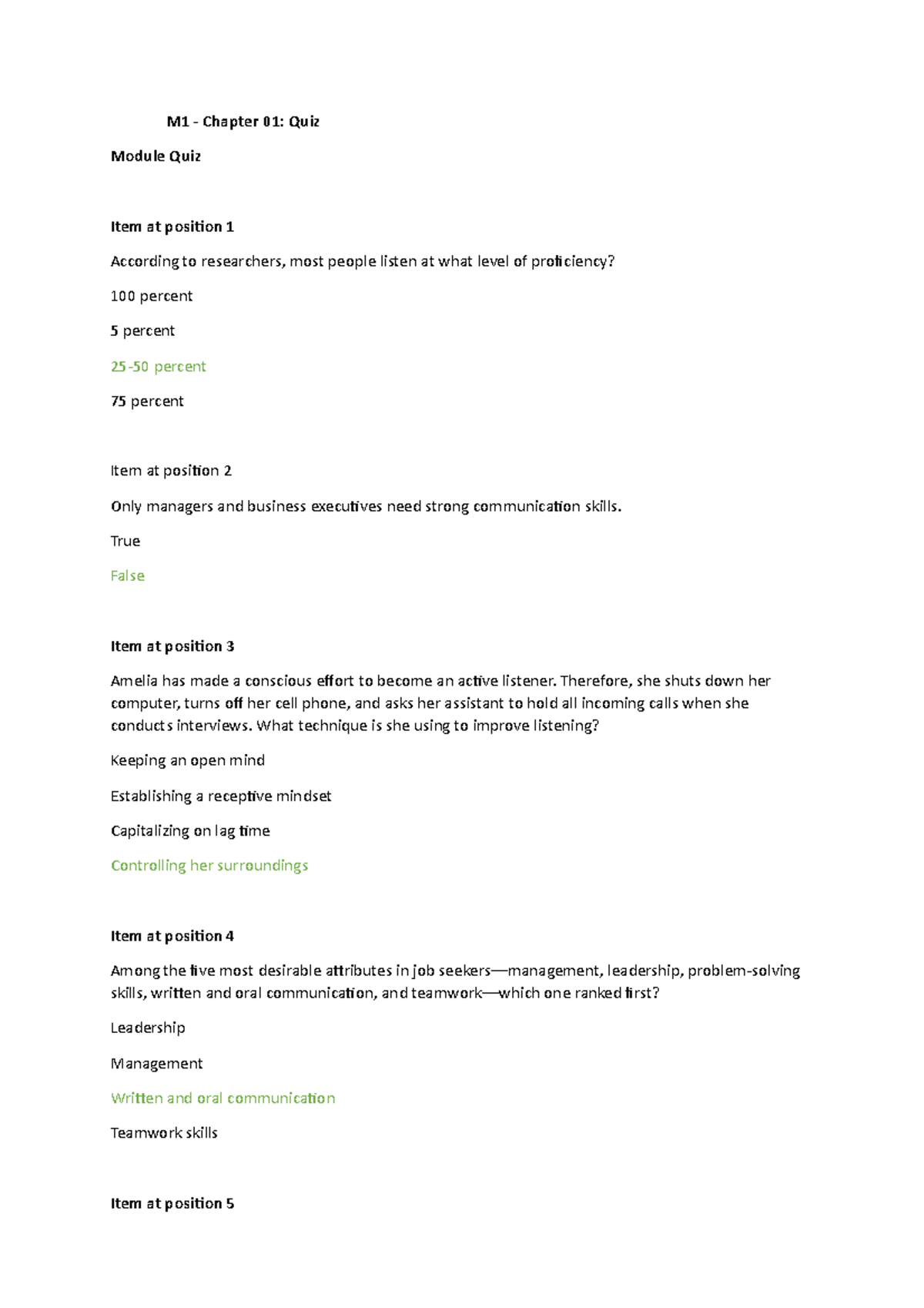 M1 - CH1 - Quiz - CH1-Quiz - M1 - Chapter 01: Quiz Module Quiz Item at position 1 According to ...