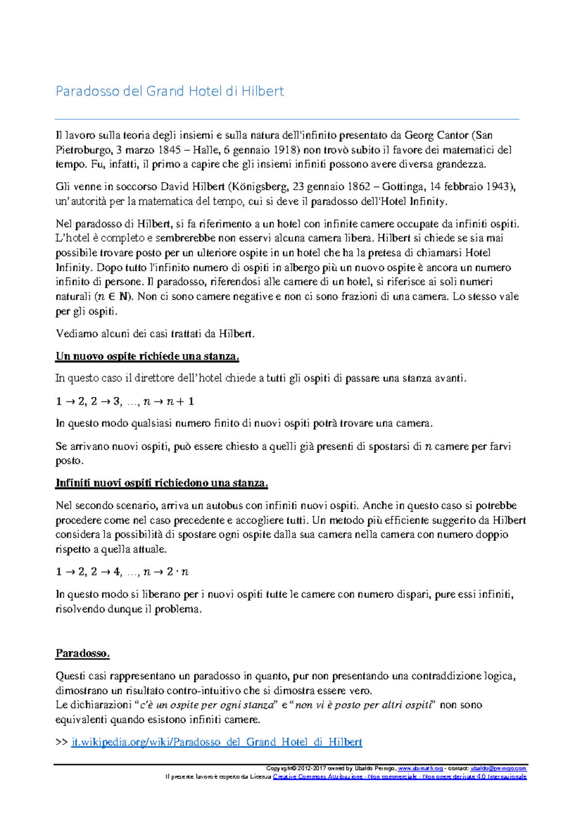 Paradosso di Hilbert: Teoria degli Insiemi e Hotel Infinito - Studocu