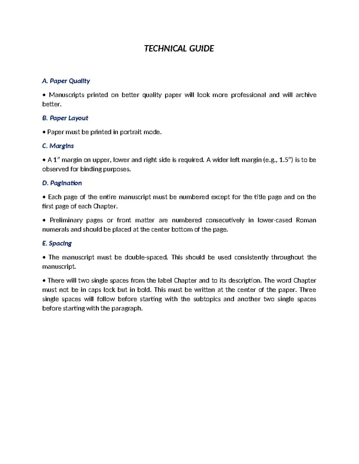 Technical Guide: Manuscript Formatting and Quality Standards - Studocu