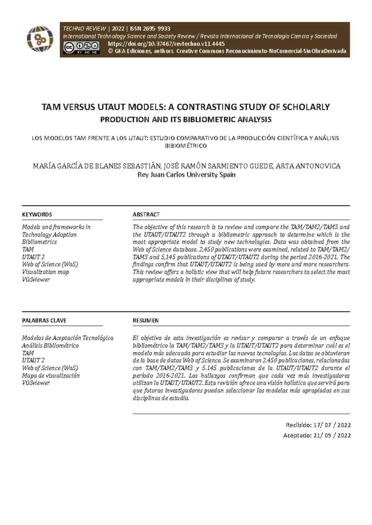 Comparative Analysis of TAM and UTAUT Models: A Bibliometric Study ...