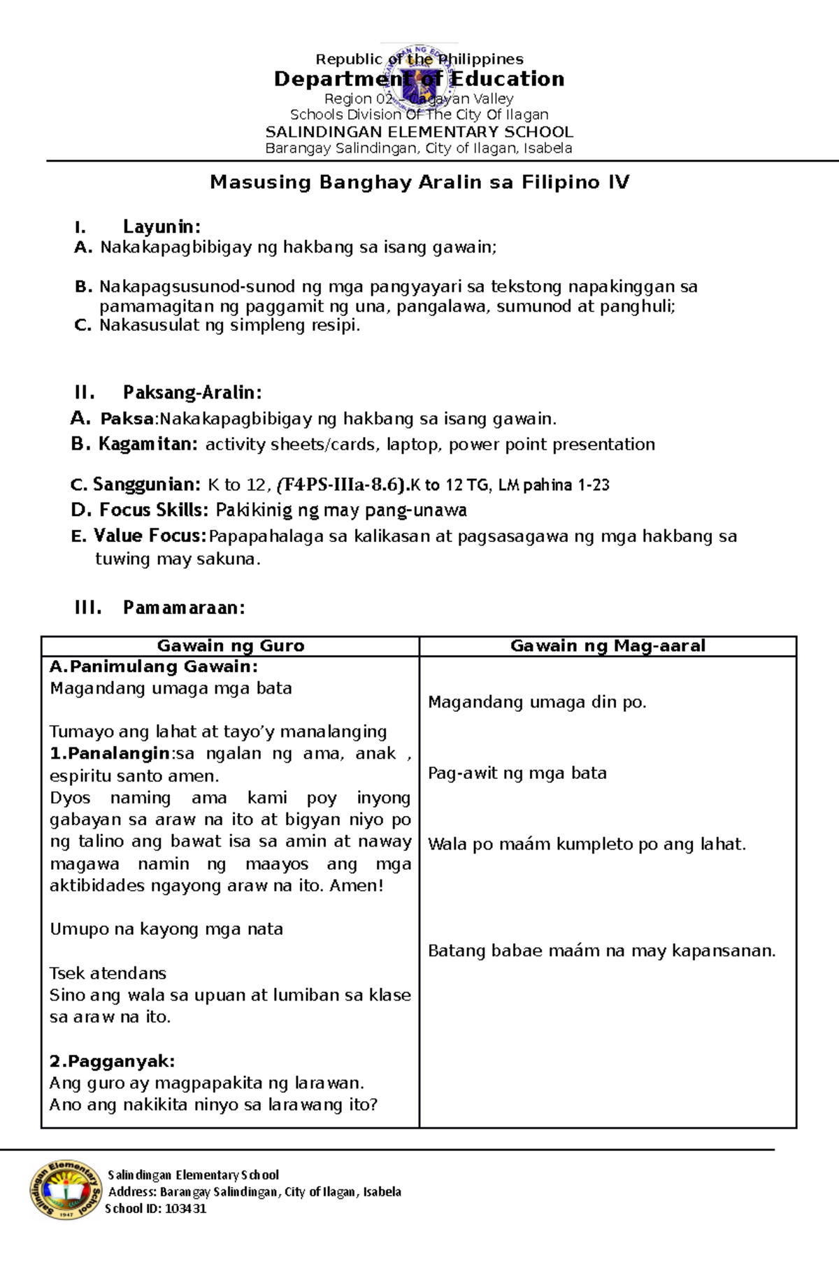 Filipino IV Detailed Lesson Plan for Effective Teaching Strategies ...