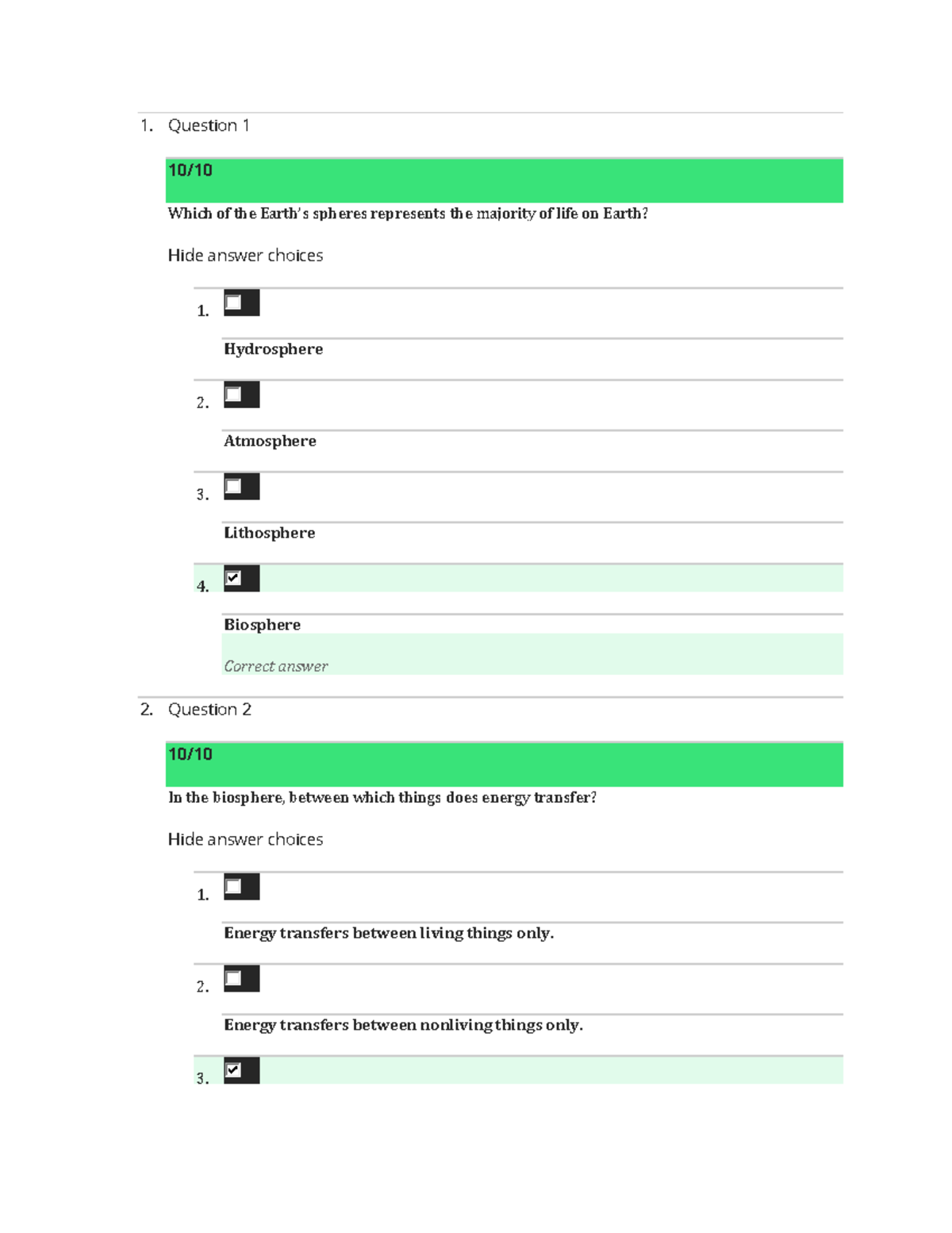 Week 4 Exam - Principles of Environmental Science ENV/100T - Deprecated ...