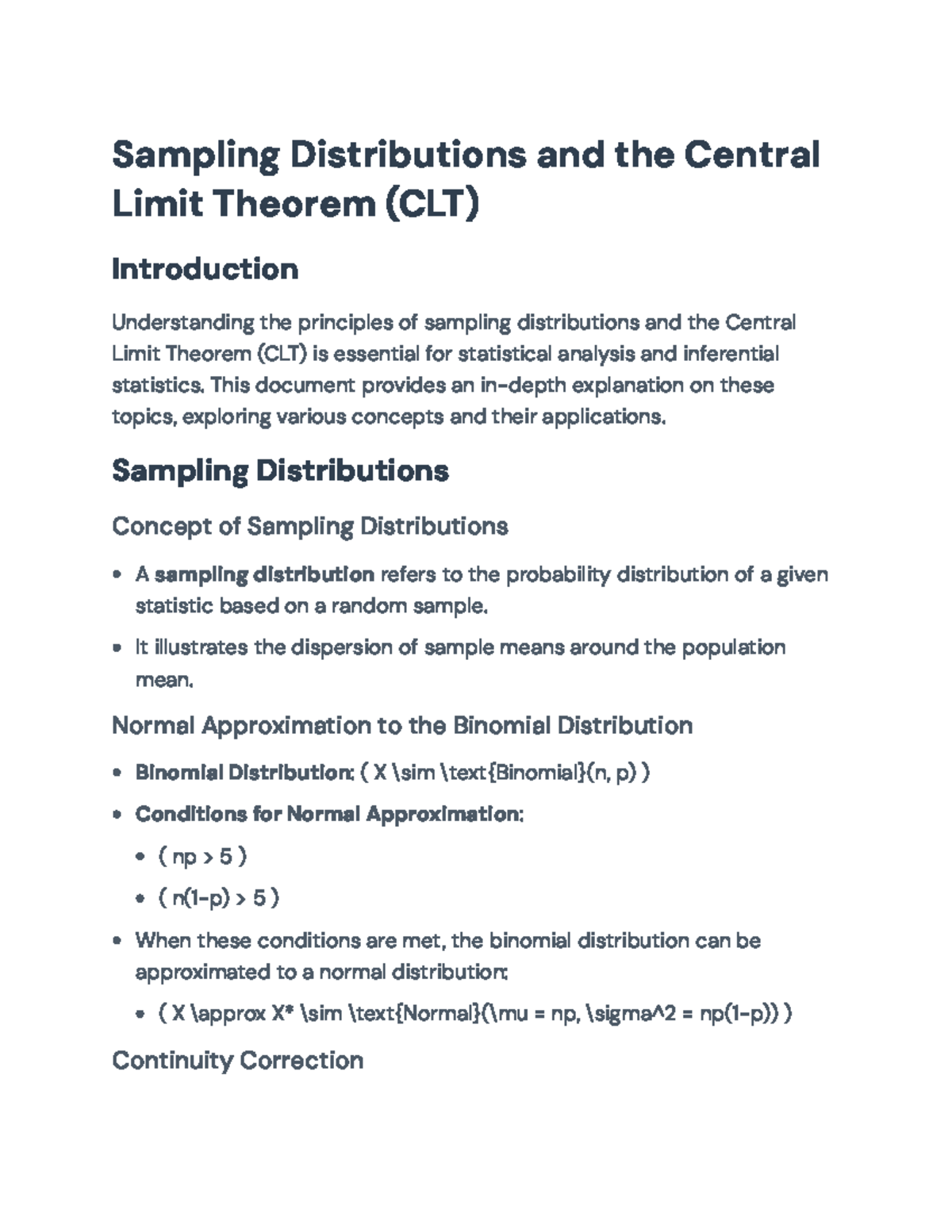 Sampling Distributions and the Central Limit Theorem (CLT) Overview - Sampling Distributions and ...