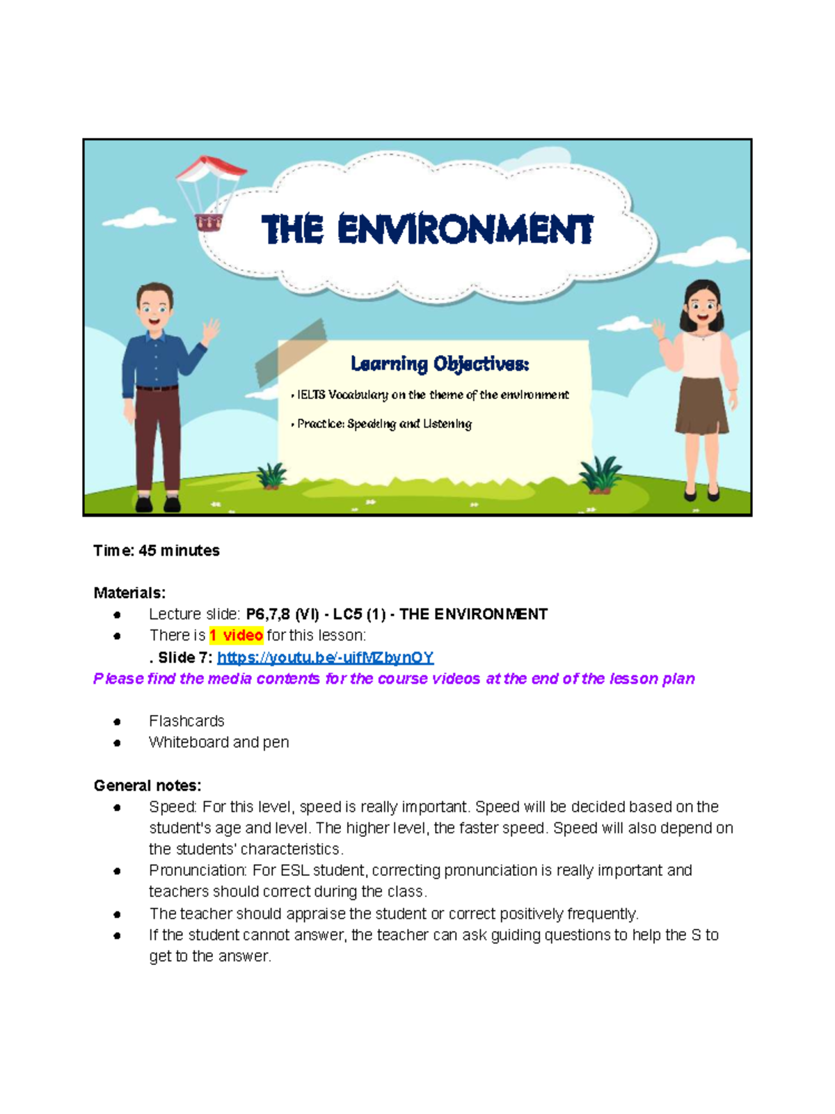 IELTS Vocabulary: The Environment - Speaking & Listening Lesson Plan ...
