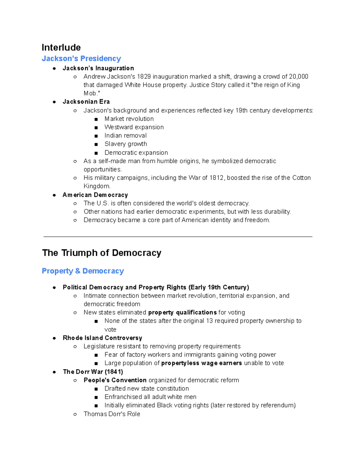 Chapter 10 - Give Me Liberty foner notes - Google Docs - Interlude ...