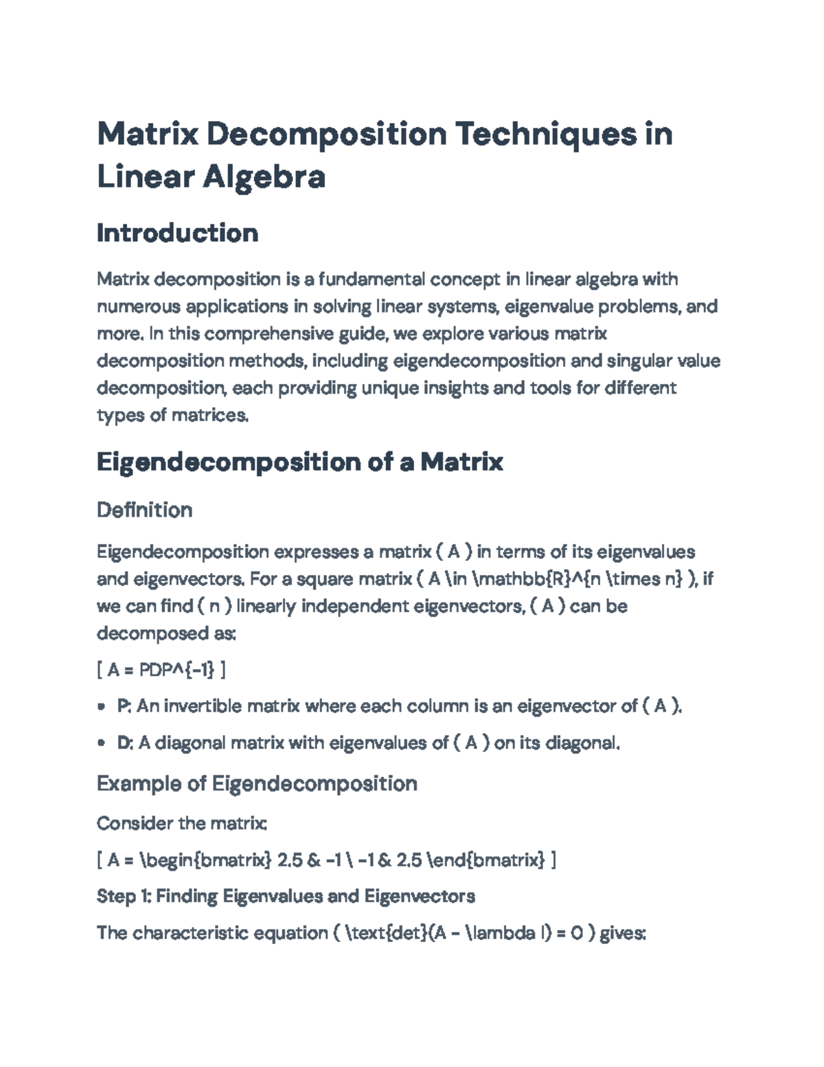 Matrix Decomposition Techniques in Linear Algebra: A Detailed Guide ...