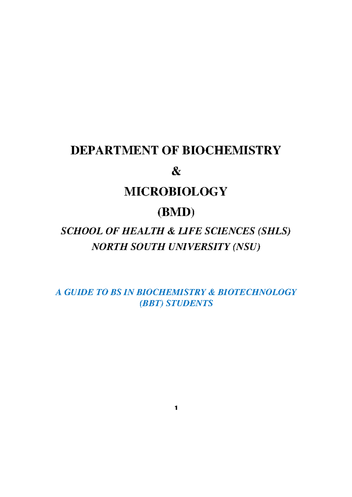 Curriculum Guide for BS in Biochemistry & Biotechnology (BBT) - Studocu