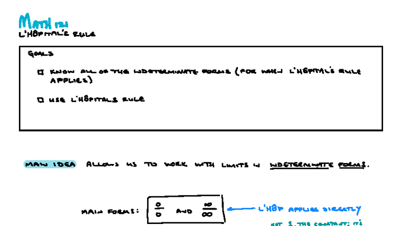L'Hôpital's Rule: Understanding Indeterminate Forms and Limits - Studocu