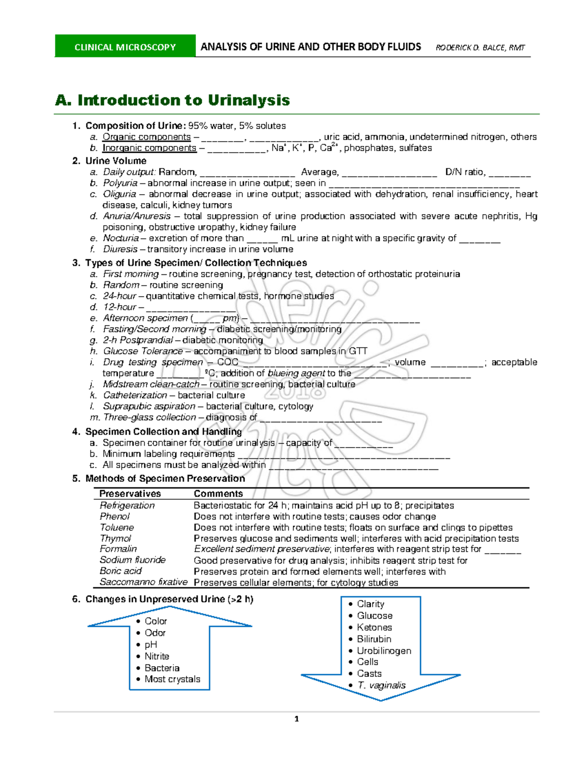 CLINICAL MICROSCOPY: URINALYSIS & BODY FLUIDS REVIEW (AUBF) - Studocu