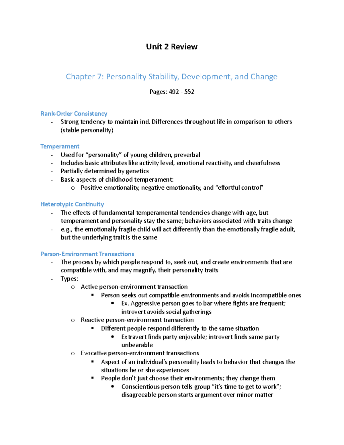 Unit 2 Review - Professor Dr. Catherine Bitney, In-person: Textbook ...