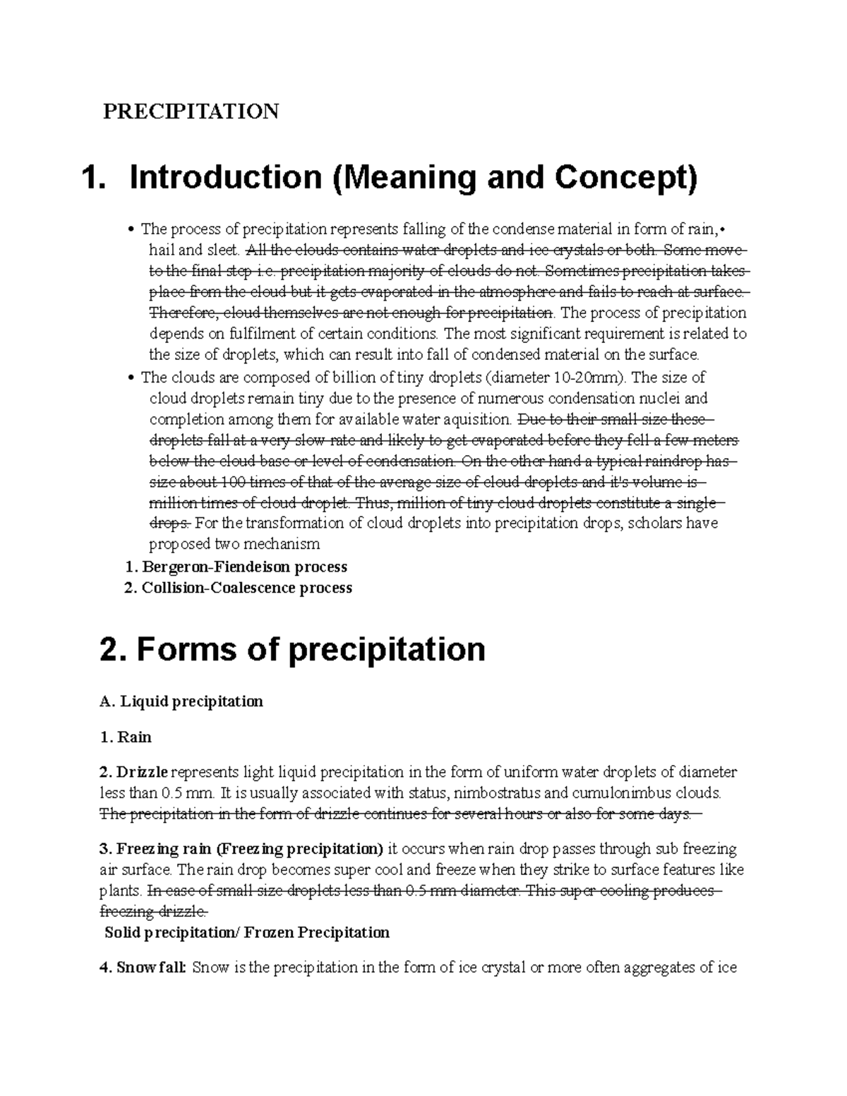 GEOG 201: Lecture Notes on Precipitation Processes and Forms - Studocu