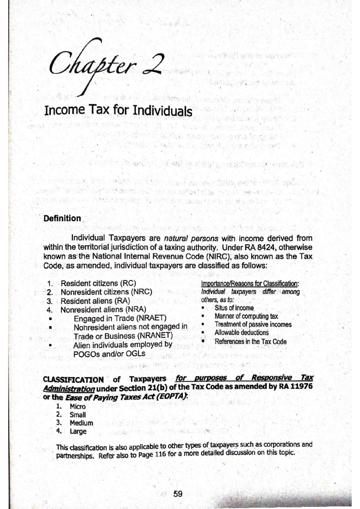 Chapter 2: Income Tax for Individuals - Taxpayer Classifications and ...