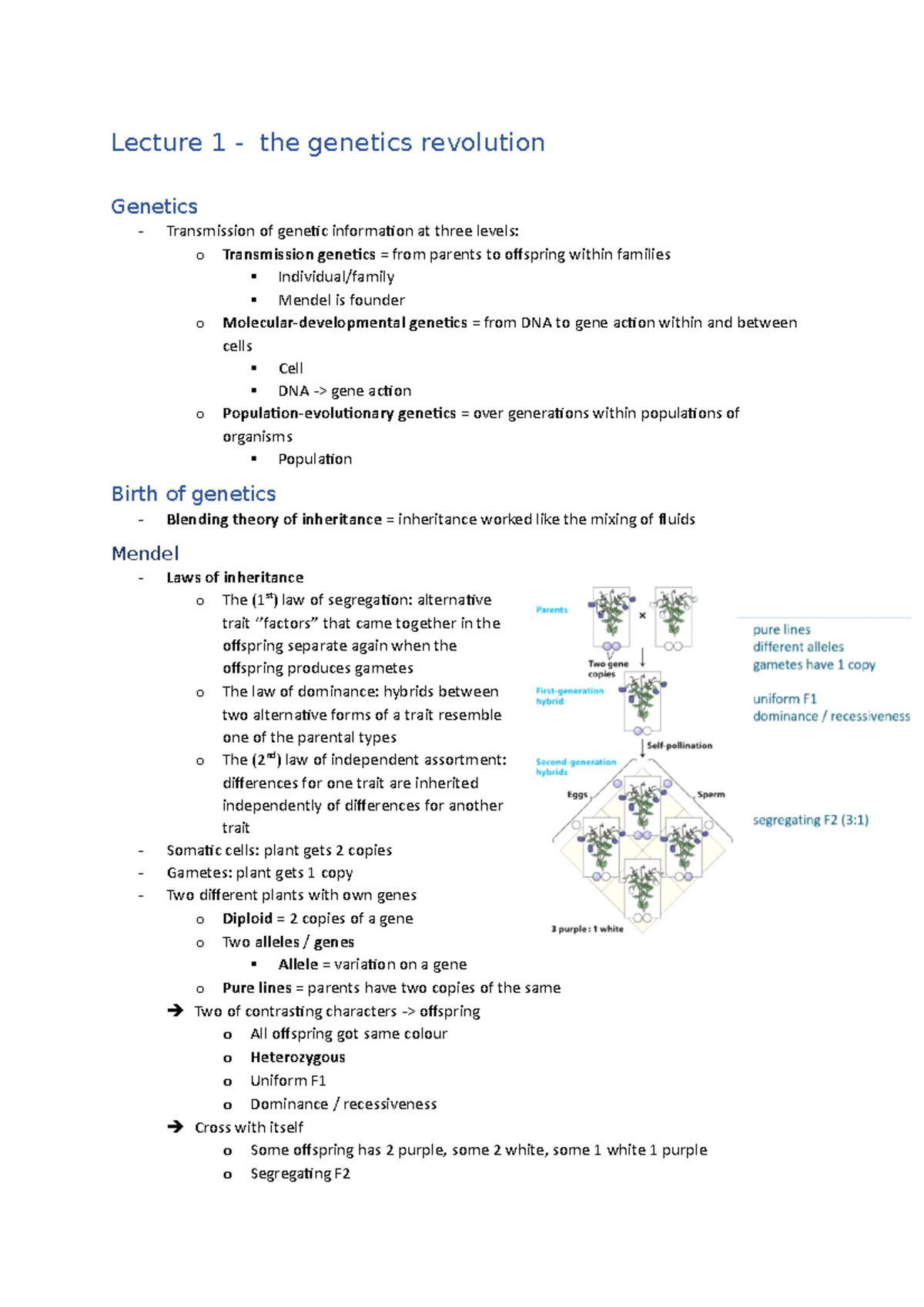 Genetics 101: Lecture 1 - The Revolution in Genetic Science - Studeersnel