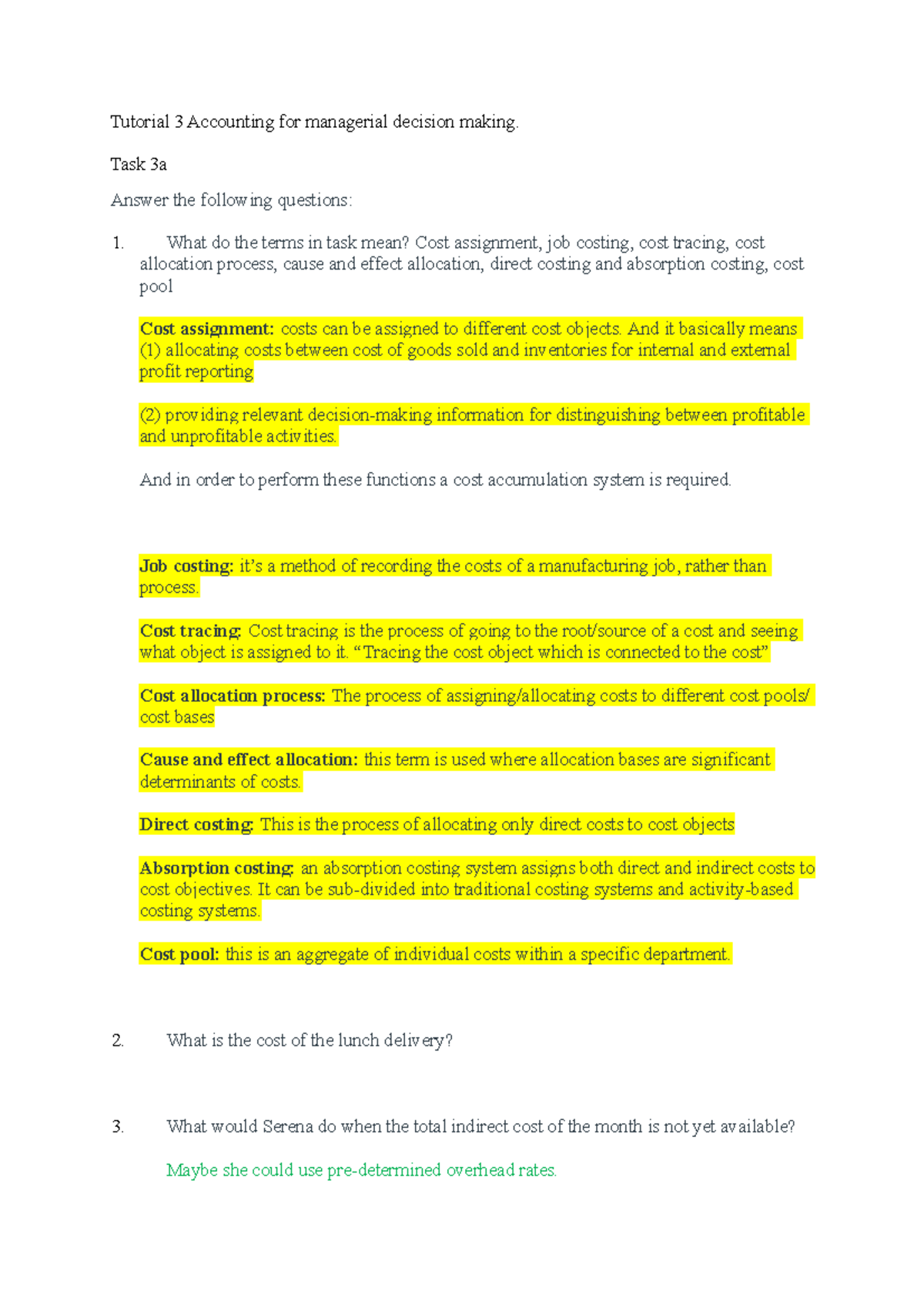 Tutorial 3: Accounting for Managerial Decision Making Insights ...