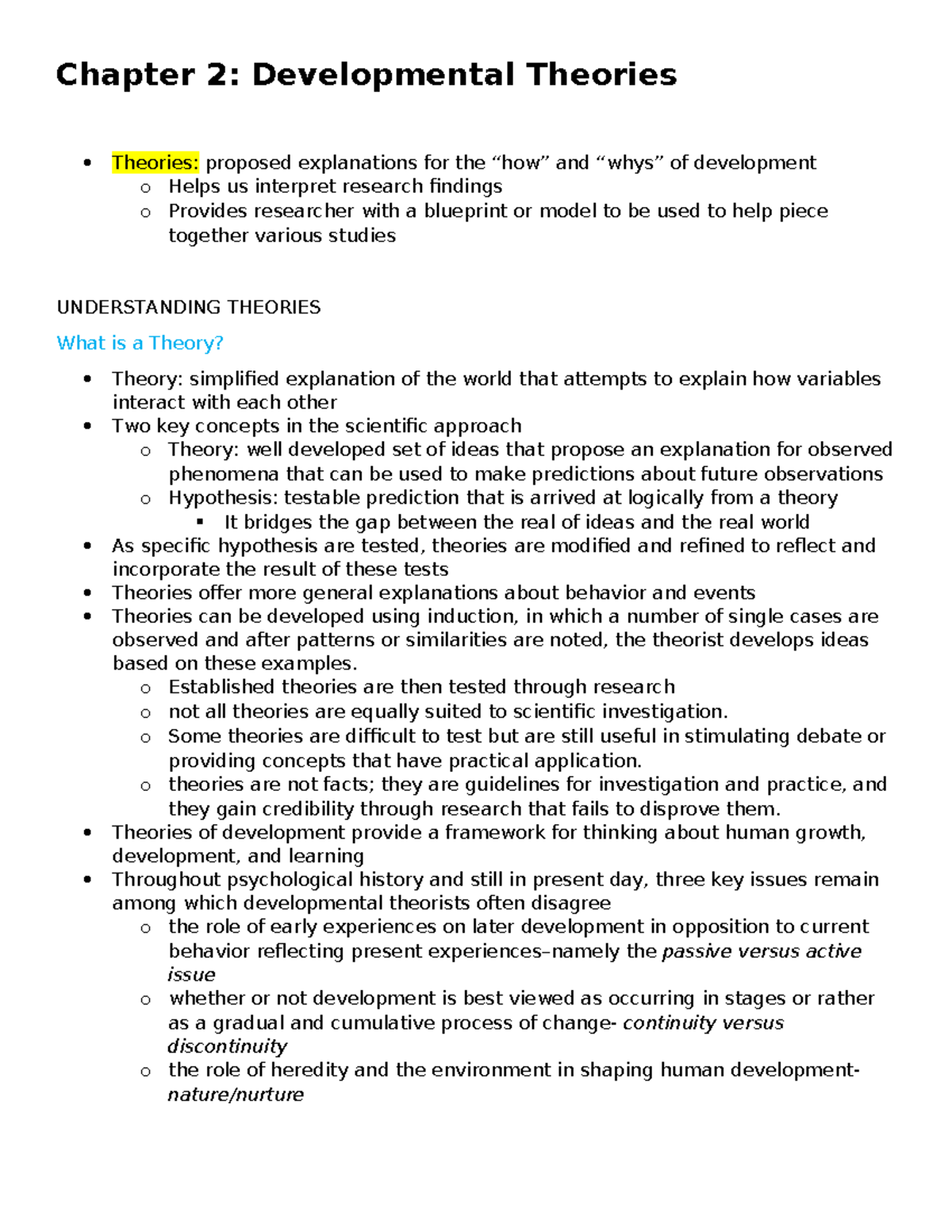 Chapter 2: Developmental Theories in Psychology - Studocu