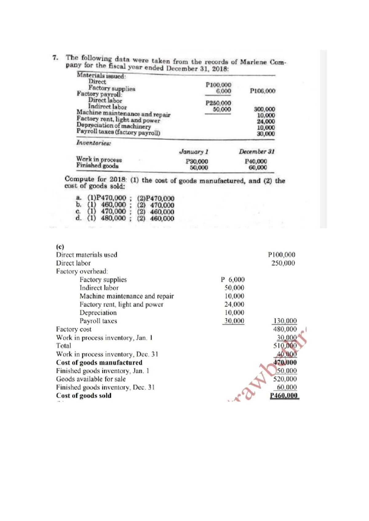 C1 07 - Cost Accounting Problem & Solutions for 2018 - Studocu