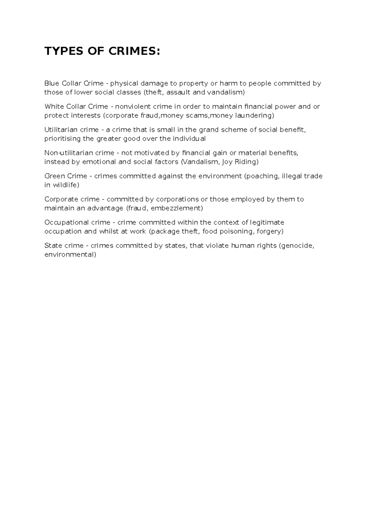 Intro to Crime: Key Stats on Crime Types & Regional Trends - Studocu