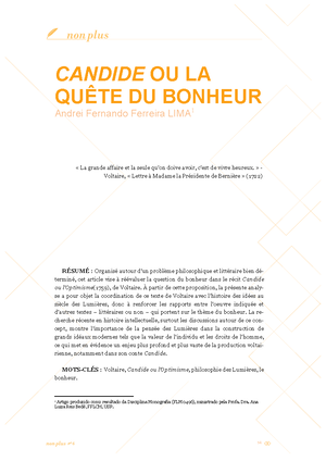 Projet pédagoique - Candide - Module I Le genre Un conte philosophique L’œuvre Candide ou - Studocu
