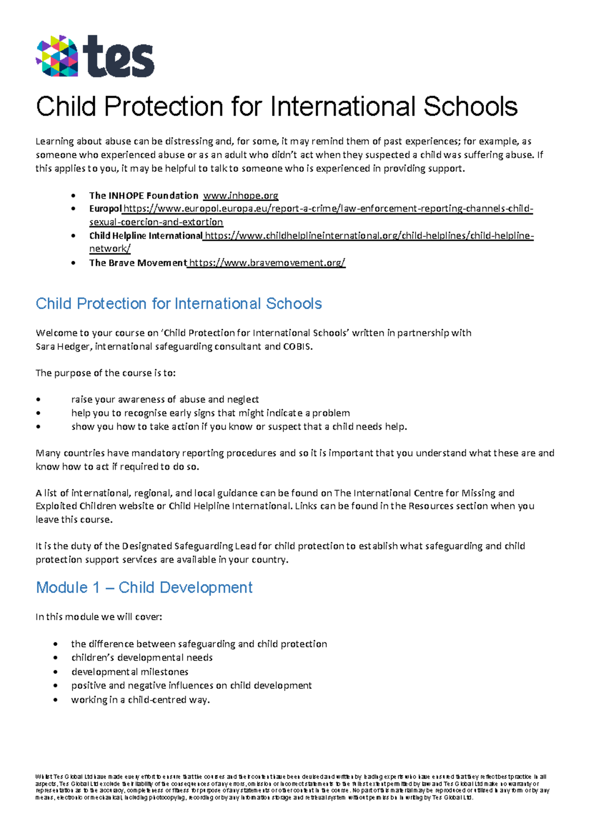 Child Protection in International Schools: Module 1 Overview - Studocu