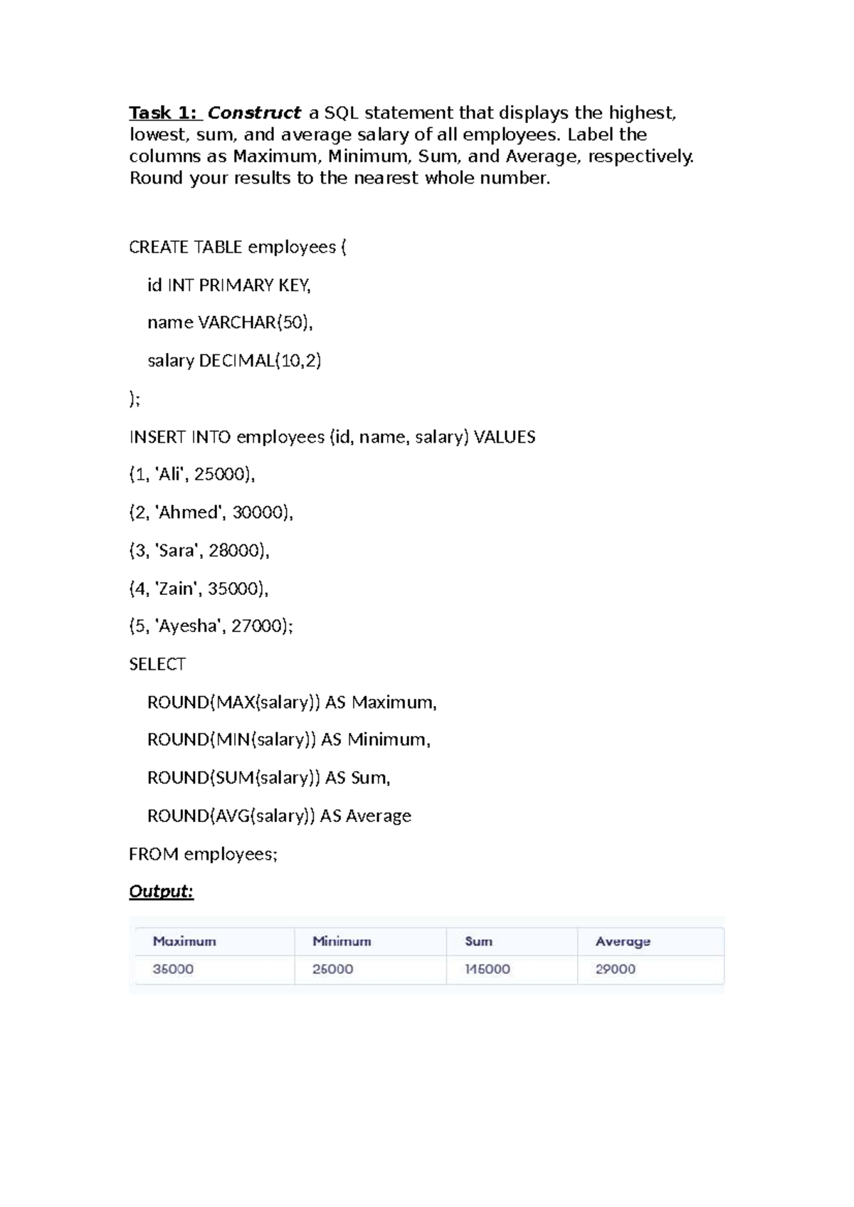 SP24-BSE-A2 DB LAB: SQL Queries for Employee Salary and Location ...