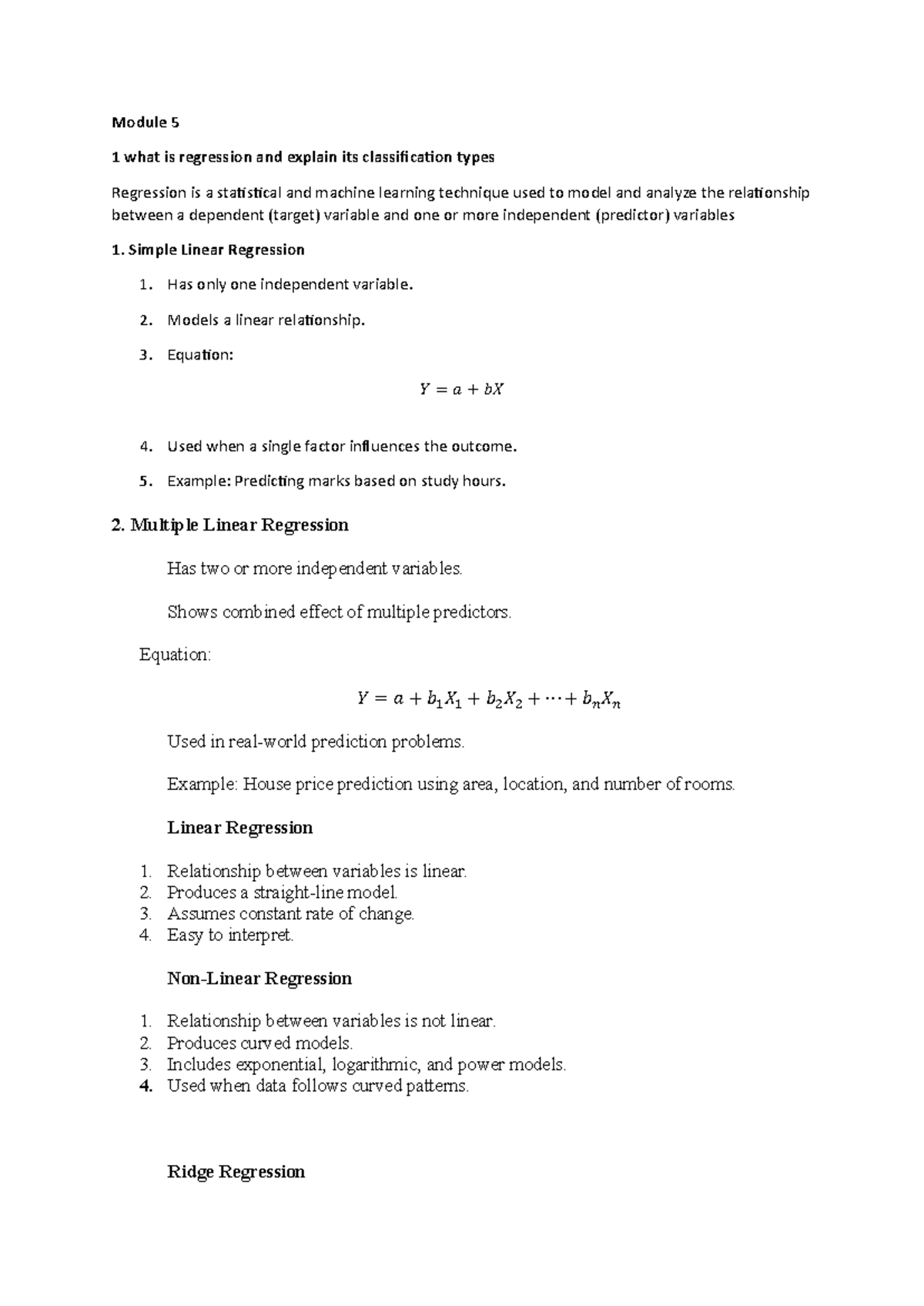 Module 5: Understanding Regression Types and Model Assessment ...