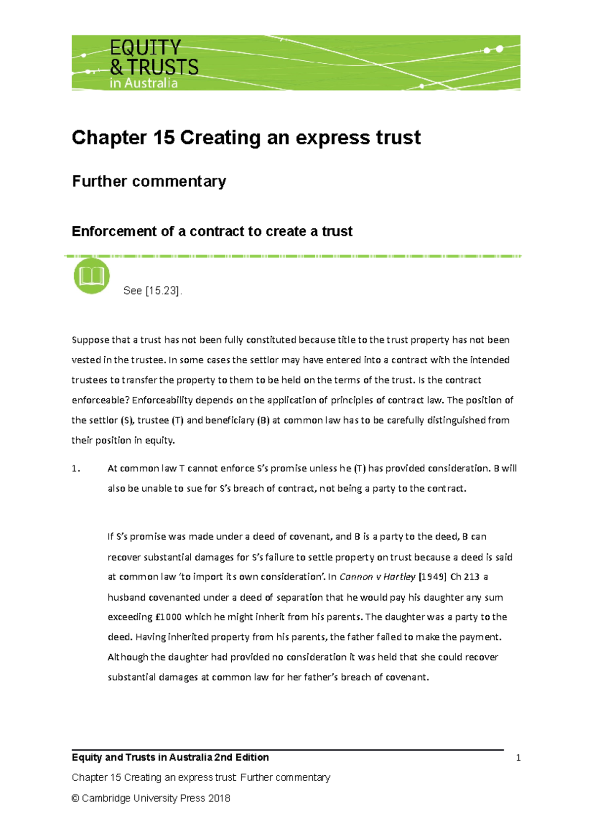 15-Commentary - Chapter 15 Summary - Equity and Trusts in Australia ...