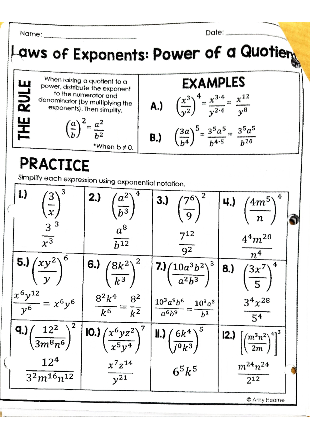 Laws of Exponents: Comprehensive Practice Notes for Mathematics 9 - Studocu