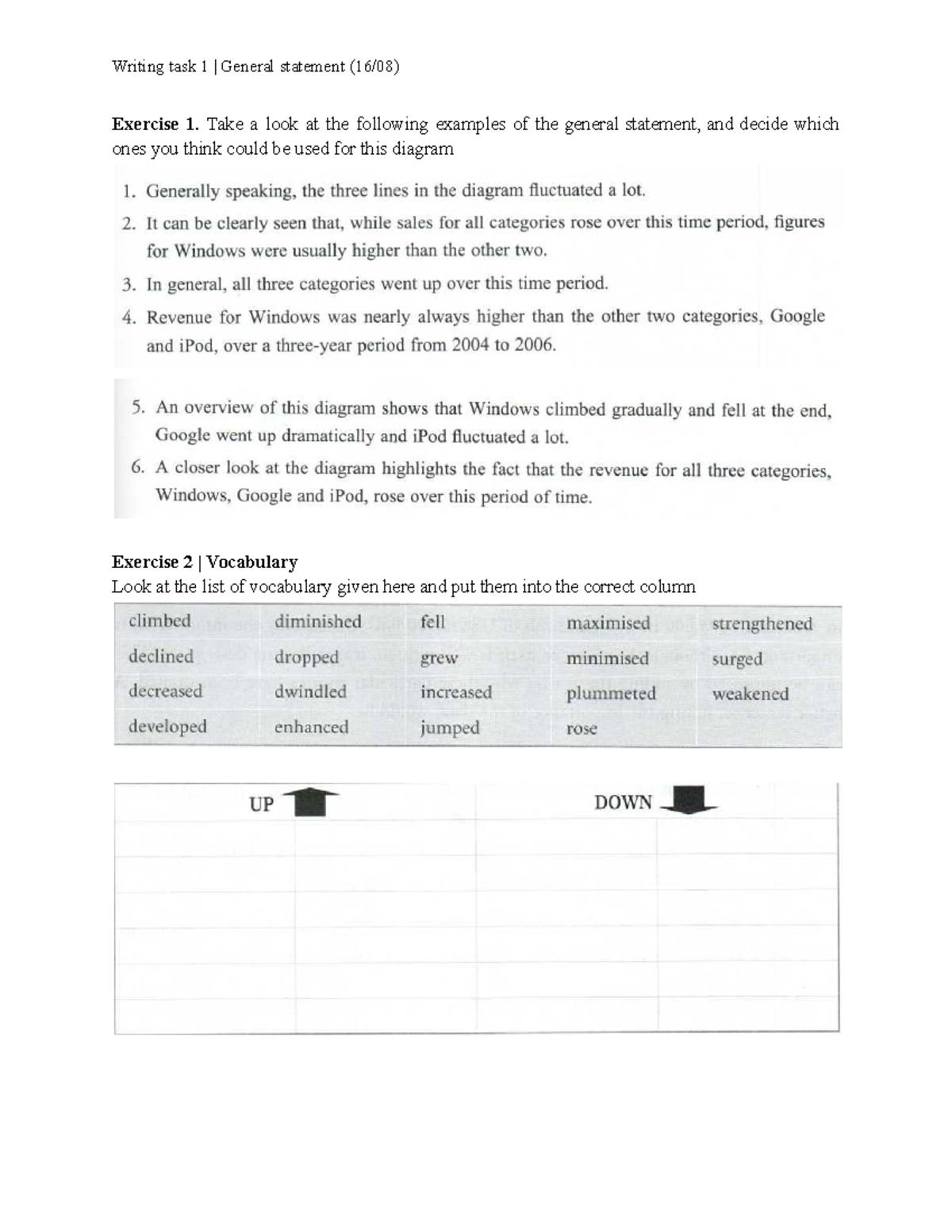 Writing Task 1 IELTS: General Statement Exercises and Examples - Studocu