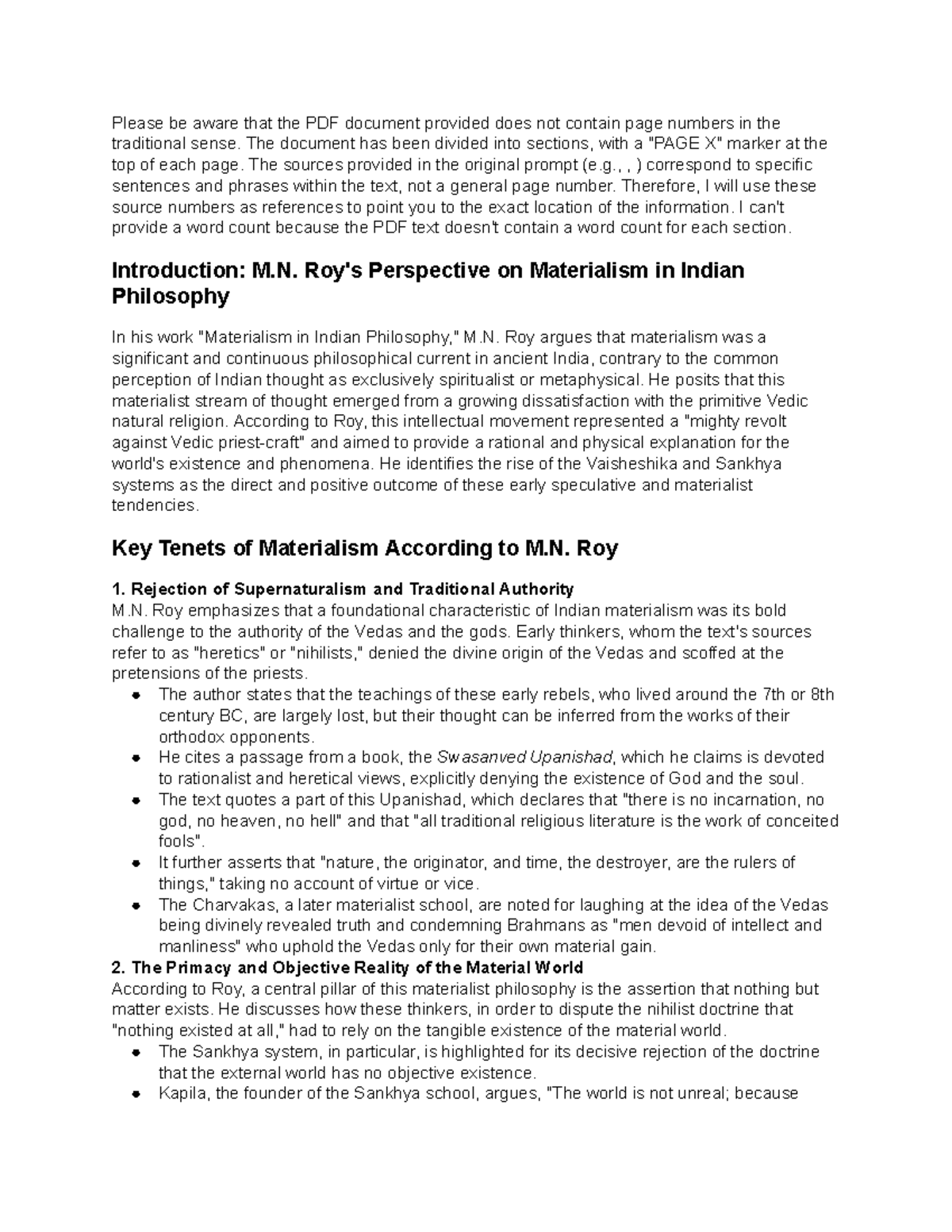 M.N. Roy's Perspective on Materialism in Indian Philosophy (PHIL 101 ...