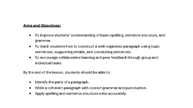 Lesson Plan: Virtual Work Experience - Spelling & Paragraph Structure ...