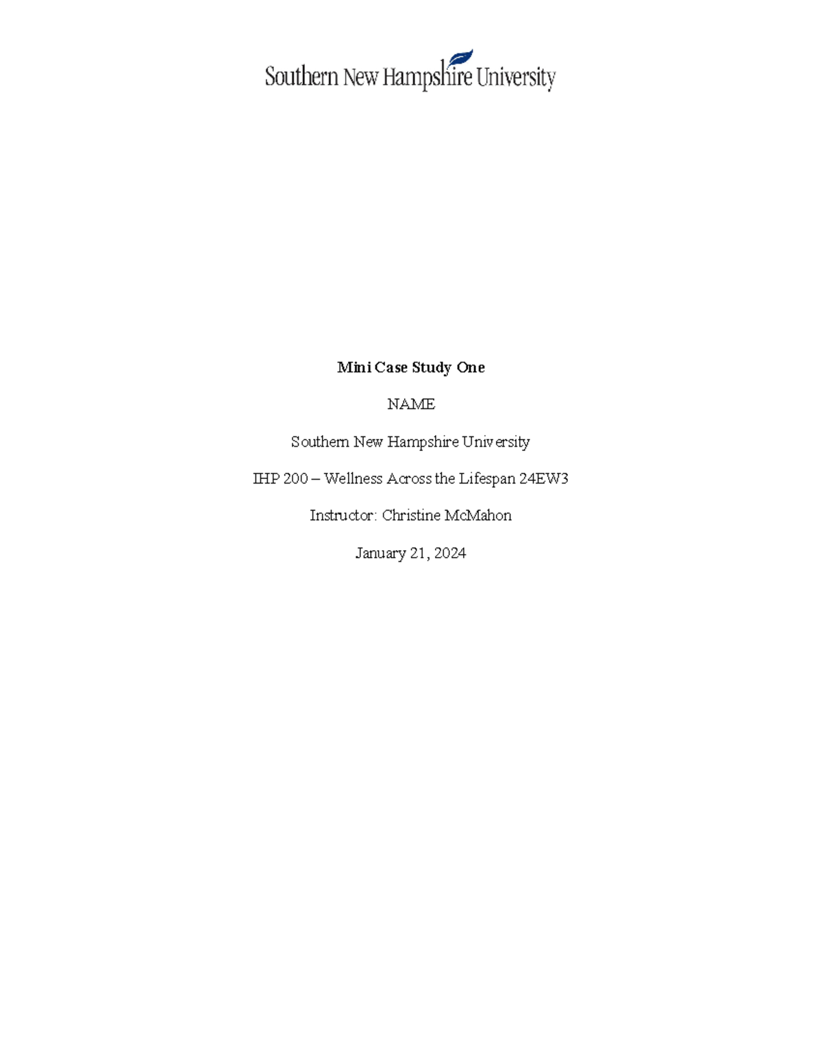 IHP 200 Mini Case Study - Health Issue Analysis - Patient S Profile ...