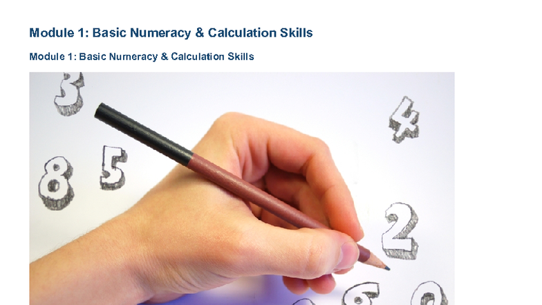 Module 1: Basic Numeracy Skills Overview and Learning Objectives - Studocu