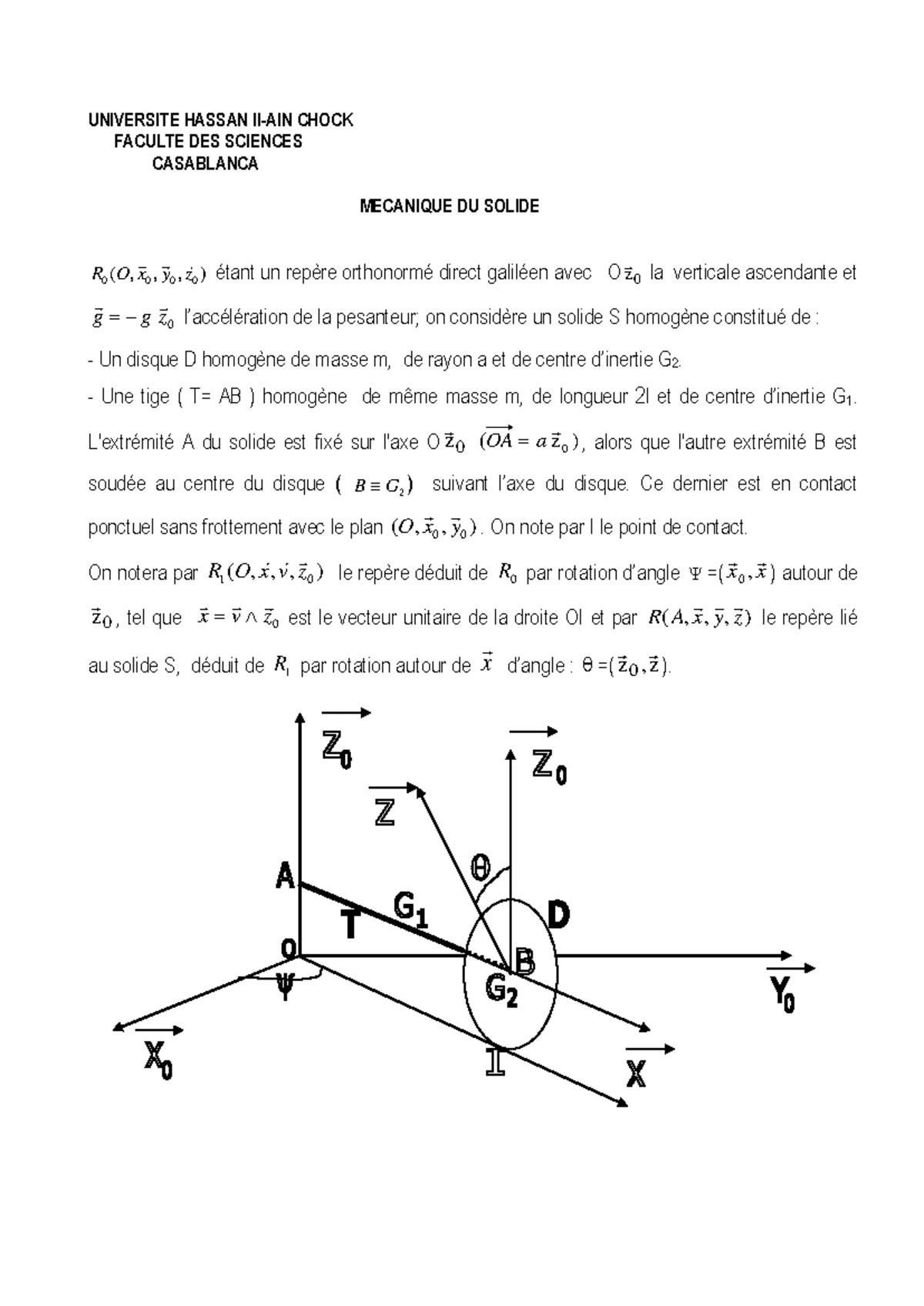 Exercices et Examens Corrigés - Mécanique des Solides Rigides 2022-23 ...
