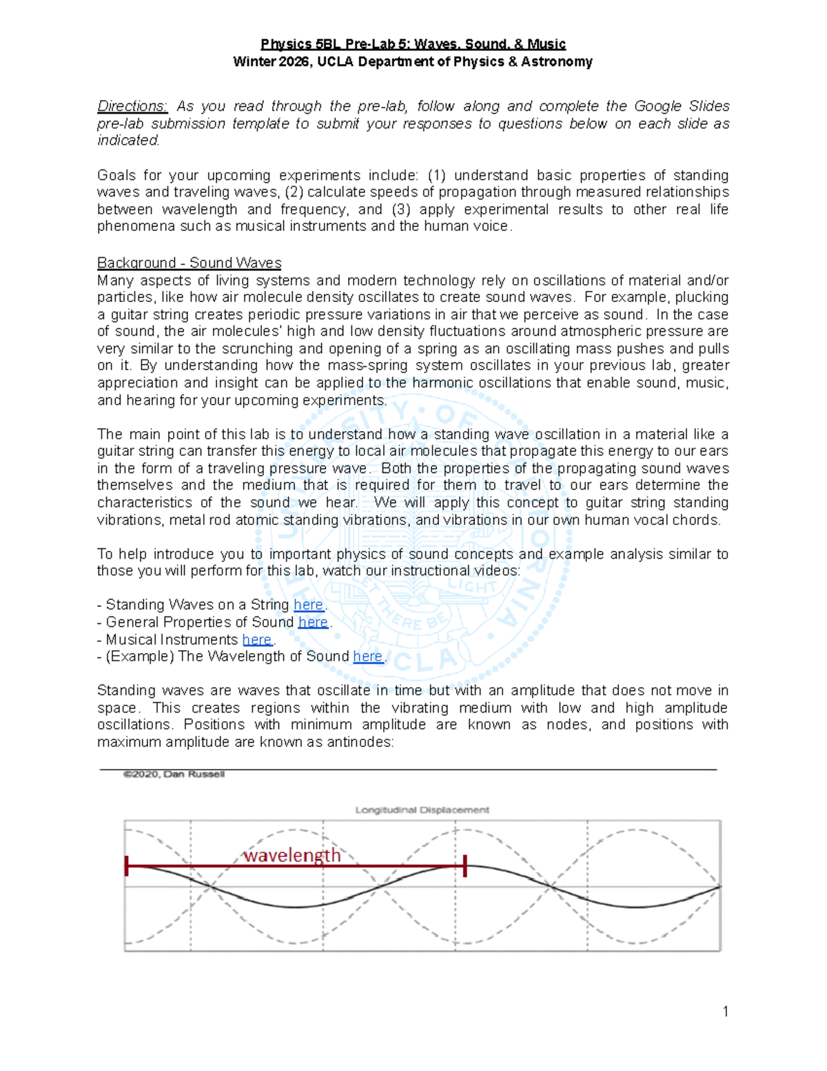 Physics 5BL: Waves, Sound, and Music Pre-Lab Template Winter 2026 - Studocu