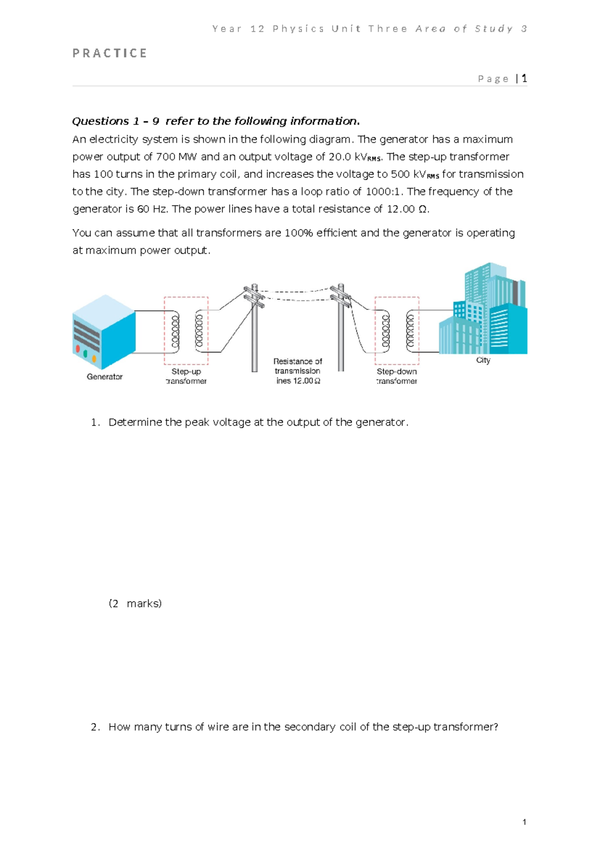 Year 12 Physics Unit 3 Area of Study 3 SAC Practice Questions - Studocu