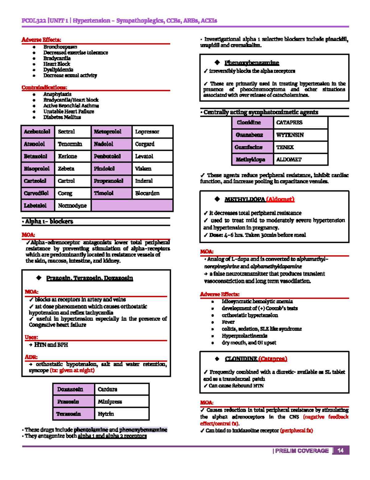 144 - Notes - PCOL322 UNIT 1 I Hypertension Sympathoplegics, CCBs, ARBs ...