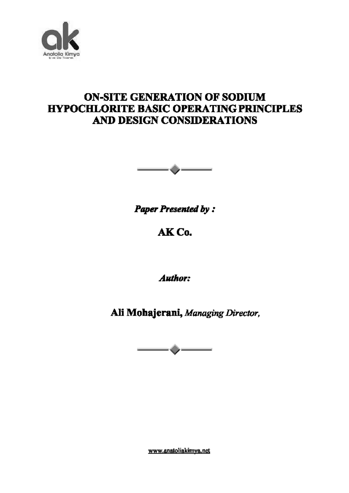 AK 2023 Sodium Hypochlorite Generation: Principles & Design ...