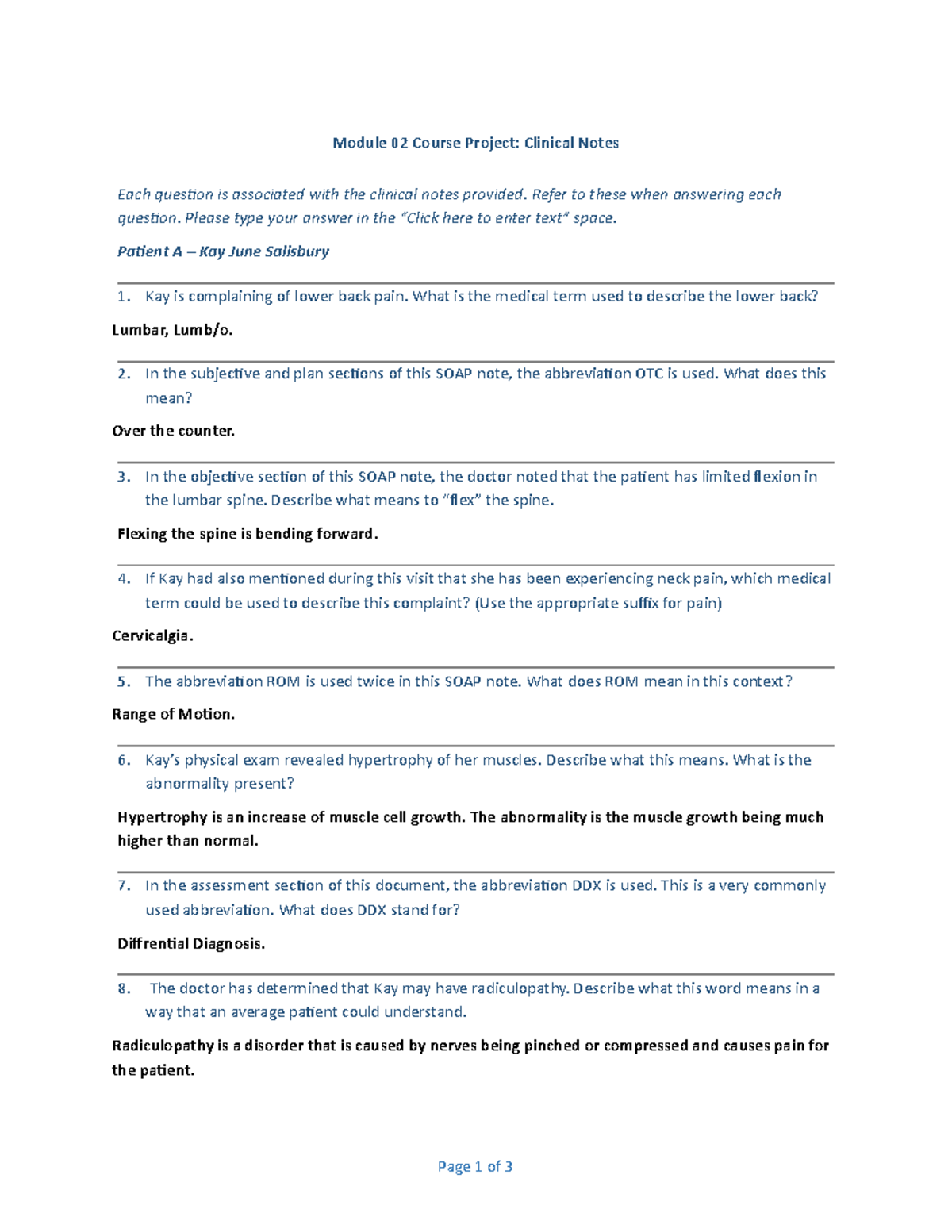 Module 02 Course work - Module 02 Course Project: Clinical Notes Each ...