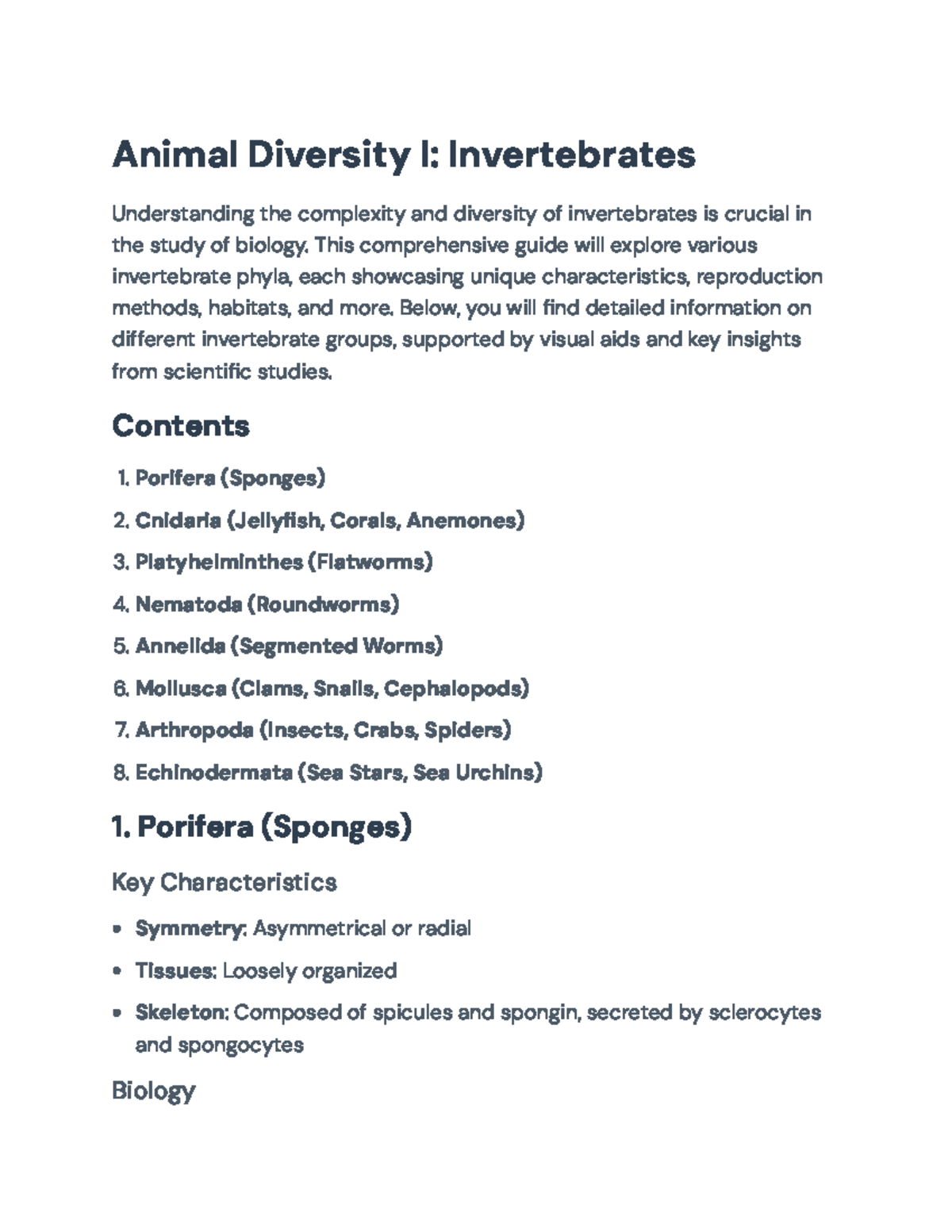 Animal Diversity I: Comprehensive Study of Invertebrates - Animal ...