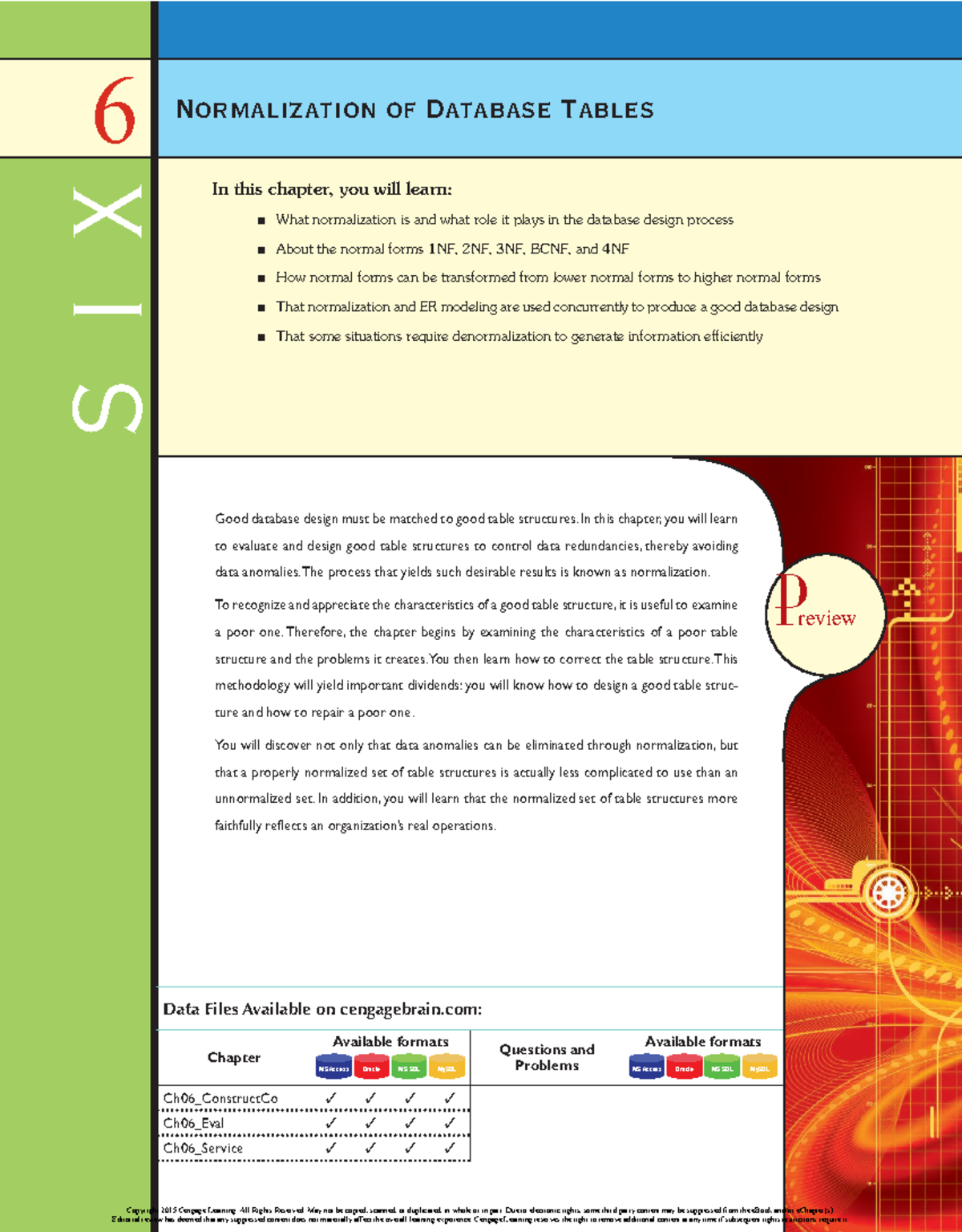 Chapter 6 - Preview 6 Normalization of Database Tables SIX In this ...