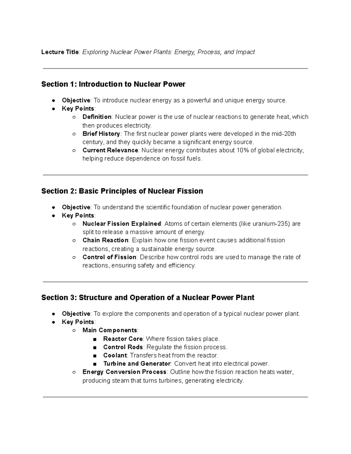 Nuclear power plant - Lecture Title: Exploring Nuclear Power Plants ...
