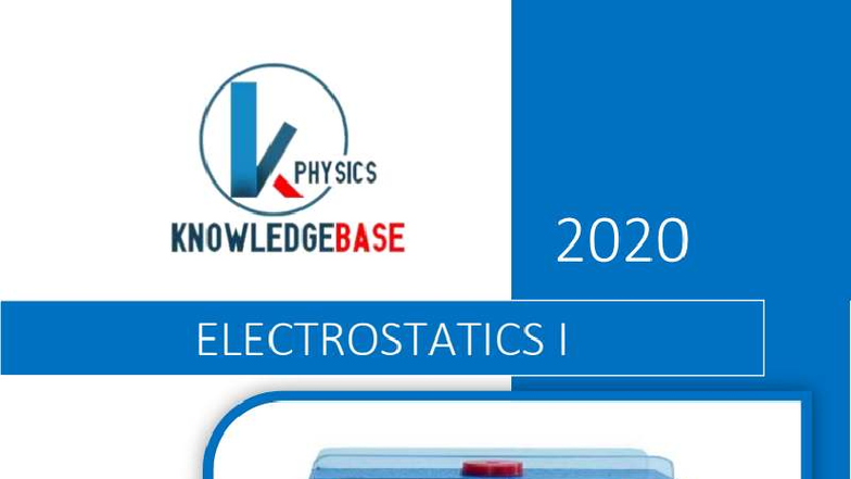 Electrostatics Study Notes - PHYSICS 2020 - Studocu