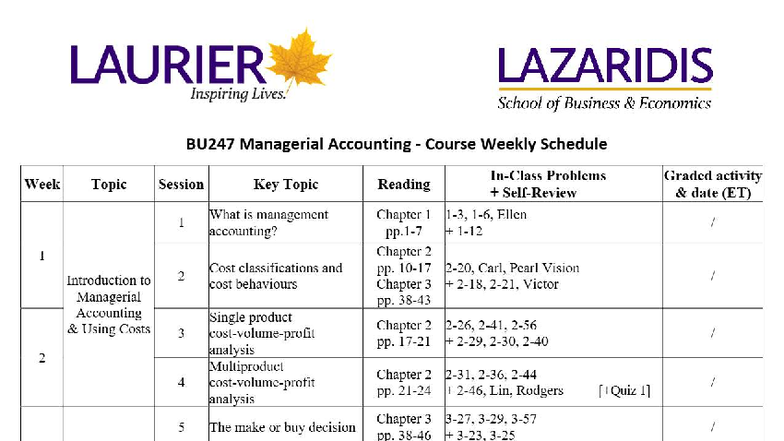 BU247 Weekly Schedule Winter 2025 - LAURIER LAZARIDIS Inspiring Lives ...